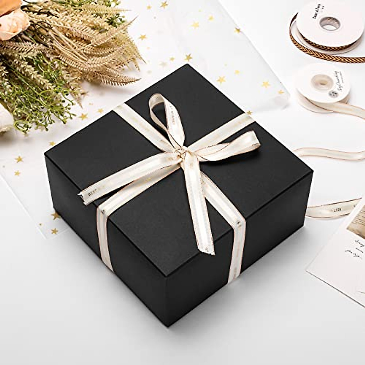 Mcfleet Black Gift Boxes with Lids 8x8x4 Inches 10 Pack Groomsmen Proposal Boxes Cardboard Gift Box for Presents, Craft Boxes for Christmas, Wedding, Graduation, Holiday, Birthday Gift Packaging