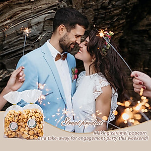 50 Sets He Popped the Question Popcorn Bags Engagement Party Favors She Said Yes Sticker with Cellophane Treat Bags Engagement Party Bridal Shower Wedding Goody Snack Treat Bags Grease Resistant