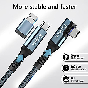 Kuject Link Cable 20FT Compatible for Quest 2/1/Pico 4, Nylon Braided Long Cable Accessories for Rift S/Steam VR Games, USB 3.0 Type C to C High Speed Data Transfer Charging Cord for Gaming PC