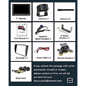 RV Wireless Backup Camera, DOUXURY IP69 Waterproof 170° Wide View Angle HD 1080P Backup Camera + HD LCD 7" Monitor, Digital Wireless Backup Camera System for Truck 5th Wheel Trailer Pickup Camper Bus