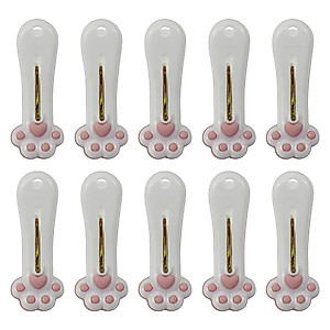 Ctpeng 24 Pack Traceless Plastic Clothespins,Clothes Pins Hanging Clips for Laundry,Cute Chip Clips, Food Bag Clips with Strong Grip for Snack Coffee Chips Storage(Cat Paw Pattern,Pink&Grey)