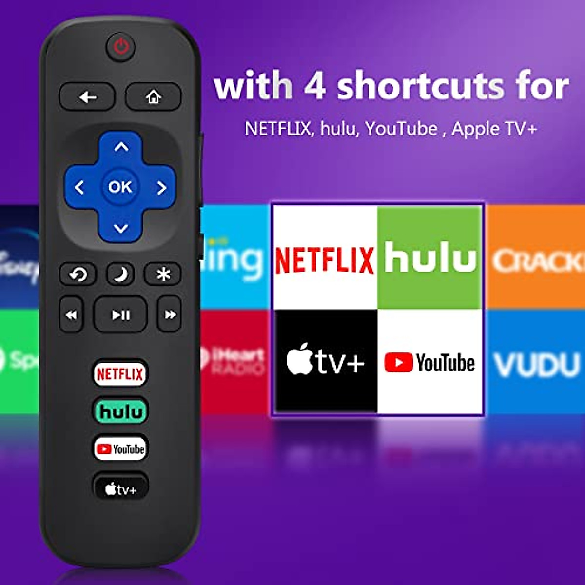 【Pack of 2】 RC280 Remote Control for Roku TVs,Compatible for TCL Roku/Hisense Roku/Onn Roku/Sharp Roku/Element Roku/Westinghouse Roku/Philips Roku/Insignia Roku/Jvc Roku/RCA Roku Smart TVs