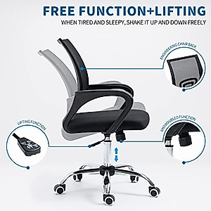 ALINUNU Office Chair, Ergonomic Office Chair, Mesh Computer Chair, Ergonomic Office Chair, Lumbar Support, Tight Sponge, Comfortable Sitting, Adjustable Executive Office Chair