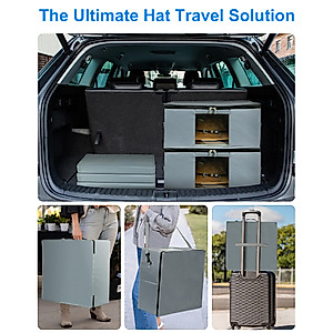 Allgawise Hat Storage Box - Upgrade Stackable Hat Organizer Bag Container for Closet, Foldable Hat Travel Box for Women, Cowboy Hat Box for Men