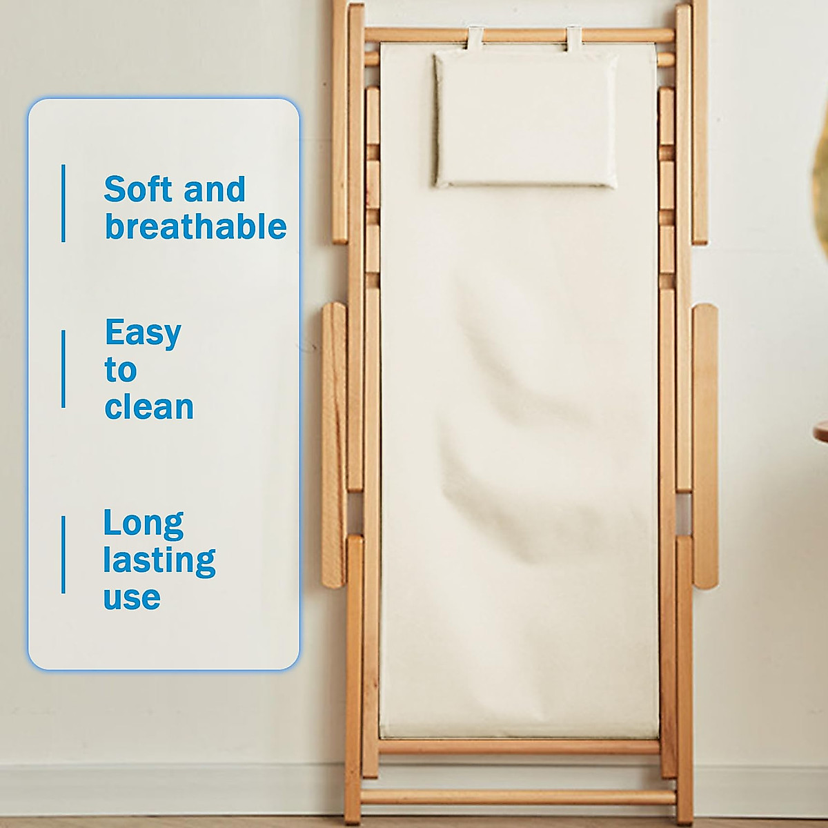 Sling Chair Replacement FabricSling Chair Replacement Fabric, 45x17 Foldable Patio Chair Replacement Fabric with Pillow, Portable Patio Chair Sling Replacement