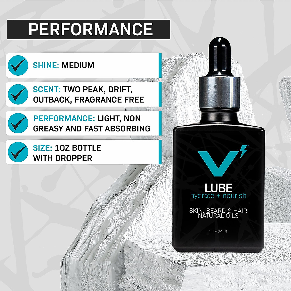 VOLT Lube Mens Beard Oil & Hair Softener with Jojoba & Argan Oil, 1 Fl Oz (30 ml) Bottle Unscented