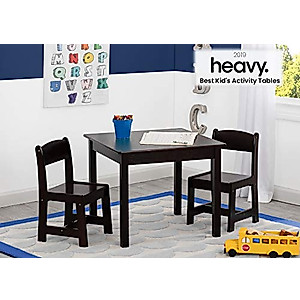 Delta Children MySize Kids Wood Table and Chair Set (2 Chairs Included) - Ideal for Arts & Crafts, Snack Time, Homework & More - Greenguard Gold Certified, Dark Chocolate, 3 Piece Set
