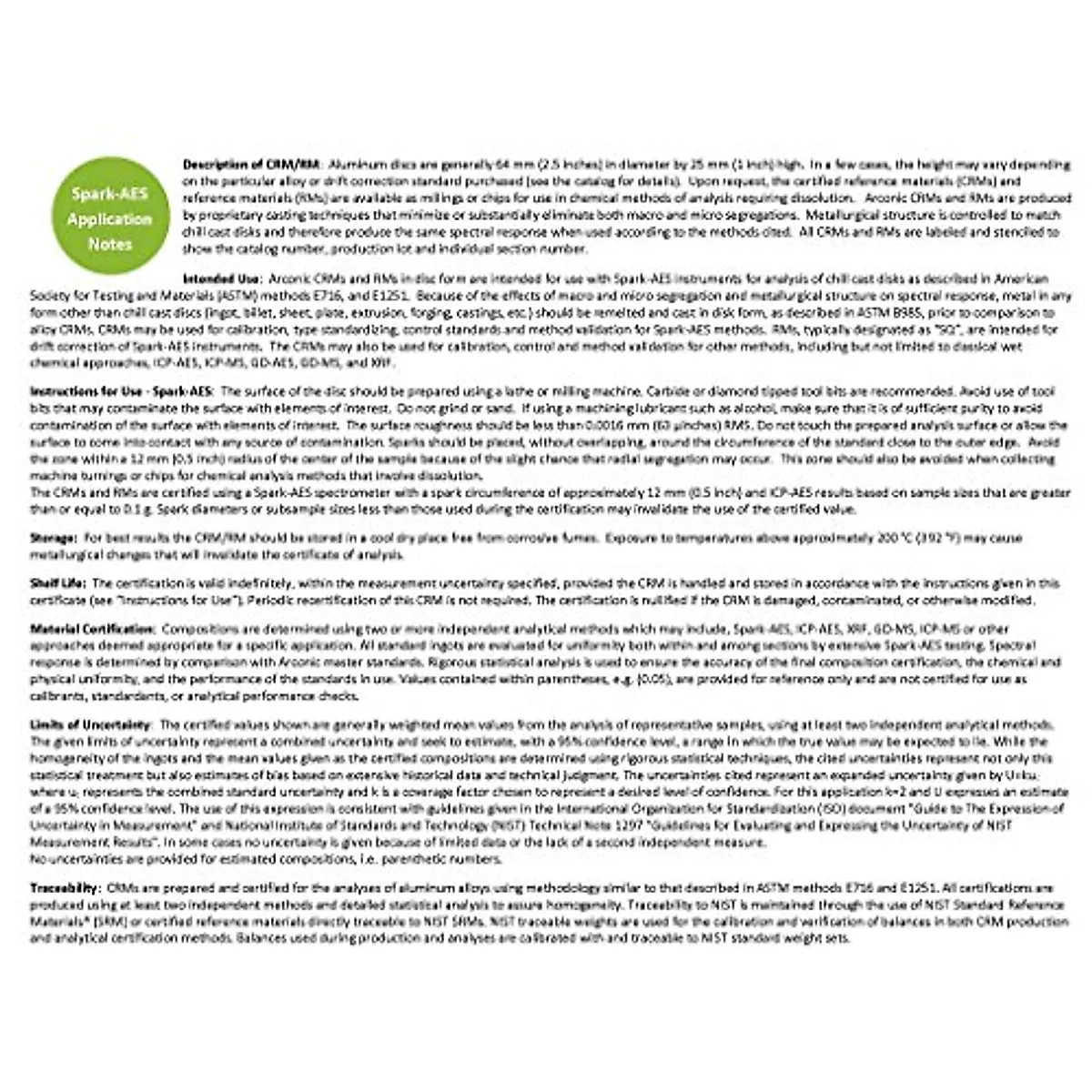 Aluminum Certified Reference Material for Single Element Zirconium in 1050 Alloy, ZR-3