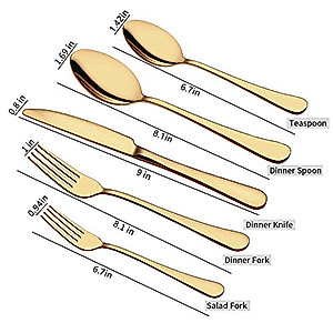 Gold Silverware Set for 8, 40-Piece Gold Flatware Set Aisoso Stainless Steel Cutlery Kitchen Utensil Set Mirror Polished