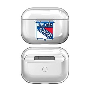 Head Case Designs Officially Licensed NHL New York Rangers Team Logo Clear Hard Crystal Cover Compatible with Apple AirPods Pro Charging Case
