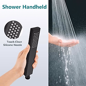 Aolemi Wall Mount Bathtub Faucet Wall Tub Filler Wall Mounted Tub Faucet 3.9" Waterfall Spout with Single Handle Metal Handheld Solid Brass Rough-in Valve,Matte Black