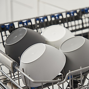 US Acrylic Fresco 28 oz. Plastic Stackable Snack Bowls for Cereal and Ice Cream in Grey Stone | Set of 8 | 6-inch Reusable, BPA-Free, Made in the USA, Dishwasher Safe Dinnerware