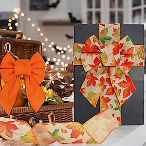 6 Rolls 30 Yards Burlap Ribbon, 2.5″W Buffalo Plaid Wired Edge Ribbon Thanksgiving Theme Craft Ribbon for Wrapping Gifts Making Wreath Bow