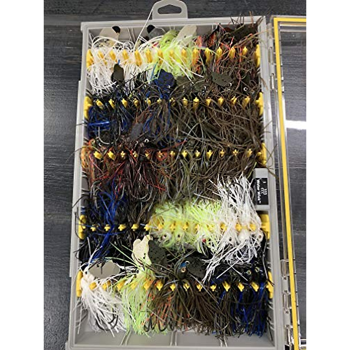 Plano EDGE Premium Jig and Bladed Jig Tackle Utility Box, Clear and Yellow, Rust-Resistant Storage, Waterproof Tray for Jig and Bladed Jig Tackle