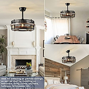 cifyses Ceiling Fan with Lights,19'' Farmhouse Ceiling Fans with Lights and Remote, Reversible Indoor Outdoor Ceiling Fan with Light Flush Mount Ceiling Fan with Lights Caged (No Bulbs