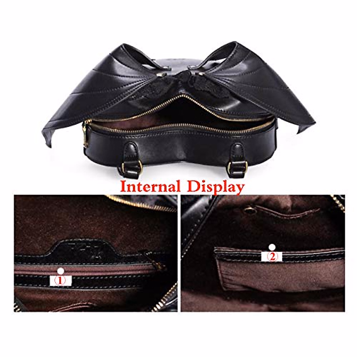 Women Girl Punk Backpack Novelty Bat Wing Daypack Purse Gothic Lace Shoulder Bag Heart Lolita Bag