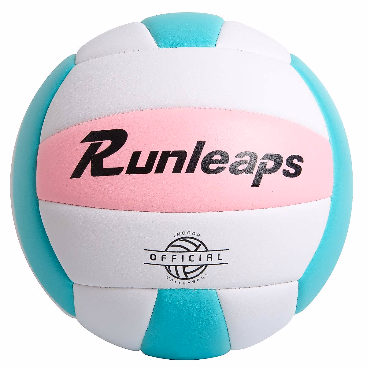Runleaps Soft Indoor Volleyball Waterproof Volleyball Light Touch Recreational Ball for Pool Gym Indoor Outdoor (Pink/Light Blue, Size 5)