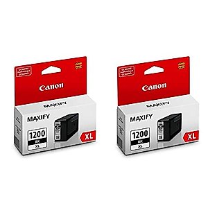 Canon 2 Pack PGI-1200 XL Black Pigment Ink Tank for MAXIFY MB2020, MB2120, MB2320, and MB2720 Printers, 1200 Pages Yield