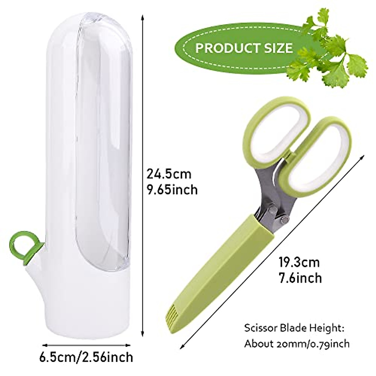 Herb Keeper Set, Herb Saver for Refrigerator, Herb Scissors, Pack Herb Stripper Herb Saver Pod Keeps Greens Fresh for 2-3 Weeks(size:2pc)