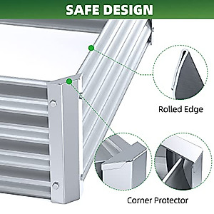 Highpro Raised Garden Bed 6*3*1ft Galvanized Metal Planter Boxes for Herbs Vegetables, Flowers and Succulents Silver