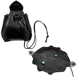 通用 Leather Dice Bag and Dice Rolling Tray for RPG Dice DND Dice Bag Leather Drawstring Pouch, Sugar Key purse storage bag (Black)