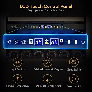 Velieta 24 Inch Wine Cooler Fridge Dual Zone, Professional Large Capacity High Wine Refrigerator with Powerful Compressor, Quiet Operation and Elegant Design-KMHJ408D