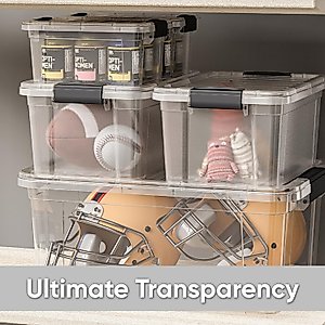 Superio Clear Storage Box with Lid, 11 Quart Plastic Container Bins for Organizing, Stackable Crates, BPA Free, Non Toxic, Odor Free, Organizers for Home, Office, School, and Dorm