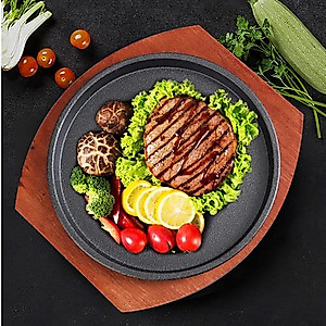 YYJINGYOU Skillet with Cast Iron Round Home Restaurant Rotisserie ((Plate + Iron) 19cm)