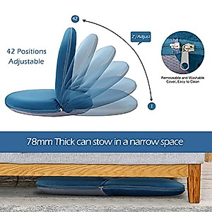 Nnewvante Floor Chair Adjustable Back Support Chair Foldable Meditation Seating Suede-Like Fabric Multiangle Cushioned Recliner for Adults Kids Video-Gaming Reading Watching, Navy