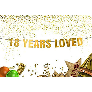 18th birthday banner -18th birthday decorations - 18 Years Loved - Gold Banner - 18th Birthday Party - Birthday Banner - Eighteen Banner - 18th Party Decorations -18th Party Banner-anniversary decor