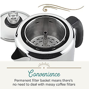 Farberware 47053 Classic Stainless Steel Yosemite 12-Cup Coffee Percolator, 12 Cup Coffee Maker, Silver