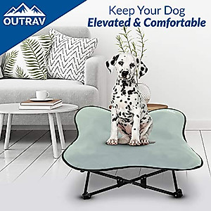 Portable Elevated Dog Bed | Folding Pet Cot for Indoor, Outdoor, Traveling, Camping | Fold Up Steel Frame with Padded Cushion Canopy | Raised Travel Lounger for Large, Small, Dogs, Cats, up to 100 lb.