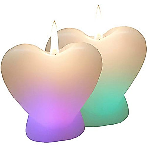 Heart Shaped Candles - 2 Pack Heart Desgin Valentine Gift Wax Candle with Built in Heat Sensor That Changes Color As they Burn. Great Gift for Christmas, Valentine, Birthday, or Party Decor.