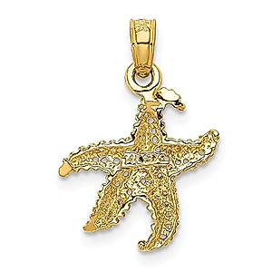 IceCarats 14K Yellow Gold Starfish Necklace Charm Pendant 21mm x 12mm Only