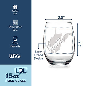 West Virginia State Stemless Wine Glass - West Virginia Gift, West Virginia Wine Glass, West Virginia Fan Gift