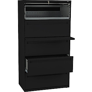 HON 785LP 700 Series Five-Drawer Lateral File w/Roll-Out & Posting Shelf, 36w, Black