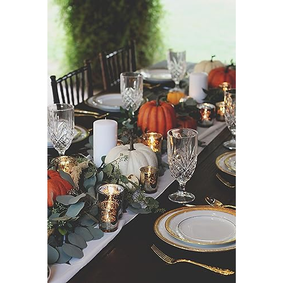 Just Artifacts 2-Inch Round Speckled Mercury Glass Votive Candle Holders (Gold, Set of 12)