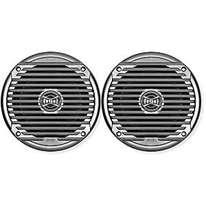Jensen MS6007SR Pair of 6.5" Coaxial Waterproof Silver Speakers, 60 Watts Max Power, Frequency Response 65Hz-20kHz, Nominal Impedance 4 Ohms, 7-1/8" Grille Diameter