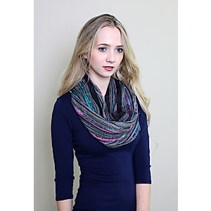 Anika Dali Women's Shimmer Sparkle Infinity Scarf- Festival Boho Bliss Fashion Scarf (Bejeweled Black)