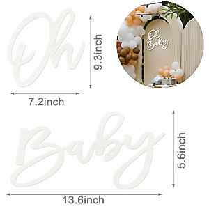 MASTRON Oh Baby Sign for Baby Shower Backdrop - Felt Oh Baby Sign Party Banner Boy Girl Baby Shower Decorations Gender Reveal 1st Birthday Party Photography Background - White