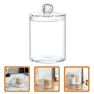 CUBTOL Lid Pads Swab Clear Ball with Canister Holder, Qtip Bathroom for Organizer Organization Storage Pad Small Dispenser Plastic Transparent Organizer, Holder Cotton Containers Vanity