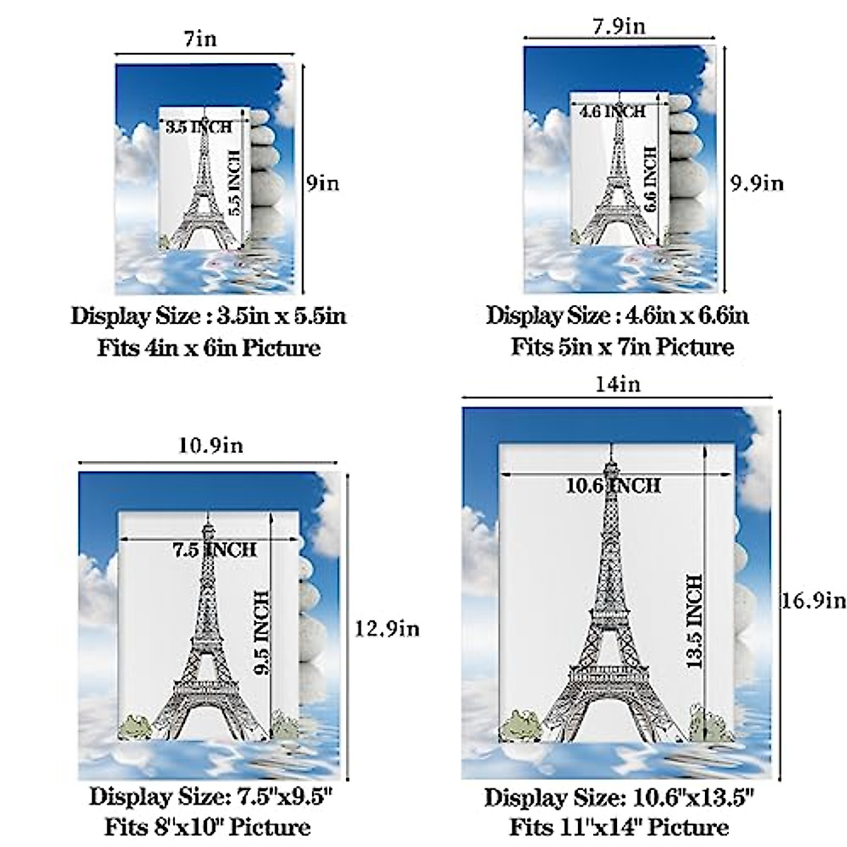 Yzrwebo Japanese Zen 5x7 Picture Frame Gray Stones Orchid Wood Photo Frames High Transparent Horizontal and Vertical Tabletop Display or Wall Mounting for Family Home Gallery Office