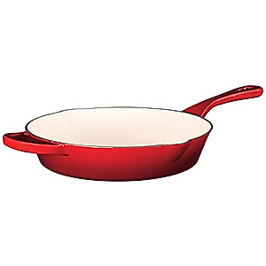 Crock Pot Artisan 10 Inch Enameled Cast Iron Round Skillet, Scarlet Red