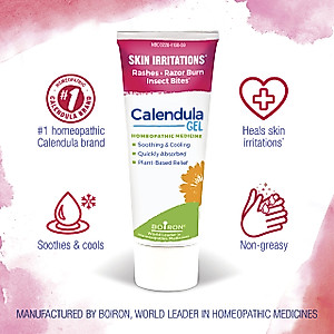 Boiron Calendula Gel Relief from Rashes, Skin Irritations, Razor Burn, Insect Bites, or Sunburns - Non-Greasy and Fragrance-Free - 2.6 oz