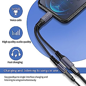 USB c Headphone Adapter,USB C to 3.5mm Headphone and Charger Adapter,USB C to AUX Mic Jack with PD 60W Fast Charging for Samsung Galaxy S20 S21 21 S22 22 iPad Pro Air 4 5 Mini 6 (2 in 1)