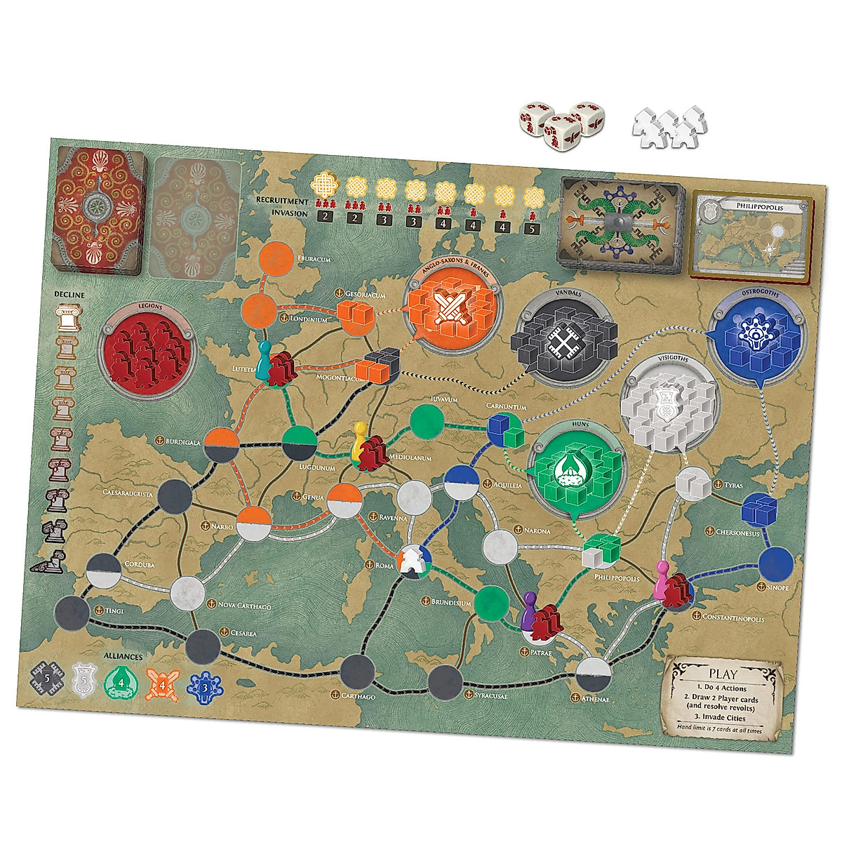 Pandemic Fall of Rome, Adults and Family,Cooperative Board Game | Ages 8+ | 1 to 5 Players | Average Playtime 45-60 Minutes | Made by Z-Man Games