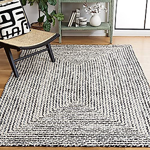 Safavieh Braided Collection 3' x 5' Black/Navy BRD260N Handmade Farmhouse Cotton Area Rug