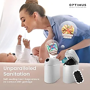 OPTIMUS TECHNOLOGY Automatic Trash Can Self Sealing and Self-Changing Smart Trash Can Motion Sensor Touchless Garbage can Kitchen Bathroom Office 6 Refill Bag Rings (Neos (6-Refill Bag))