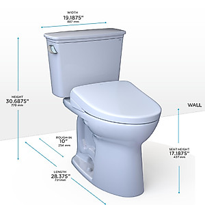TOTO Drake Transitional WASHLET+ Two-Piece Elongated 1.28 GPF Universal Height TORNADO FLUSH Toilet and S7A Contemporary Bidet Seat with Auto Flush, Cotton White - MW7864736CEFGA.10#01