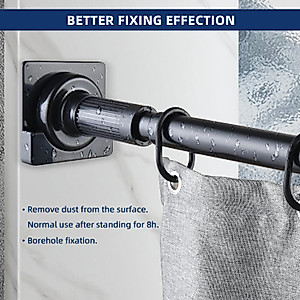 1 Inch Shower Curtain Rod 46-76 Inches, Double Adjustable Black Shower Curtain Rods Stainless Steel, Spring Tension Curtain Rod with Holder, Anti-Slip Waterproof for Bathroom window